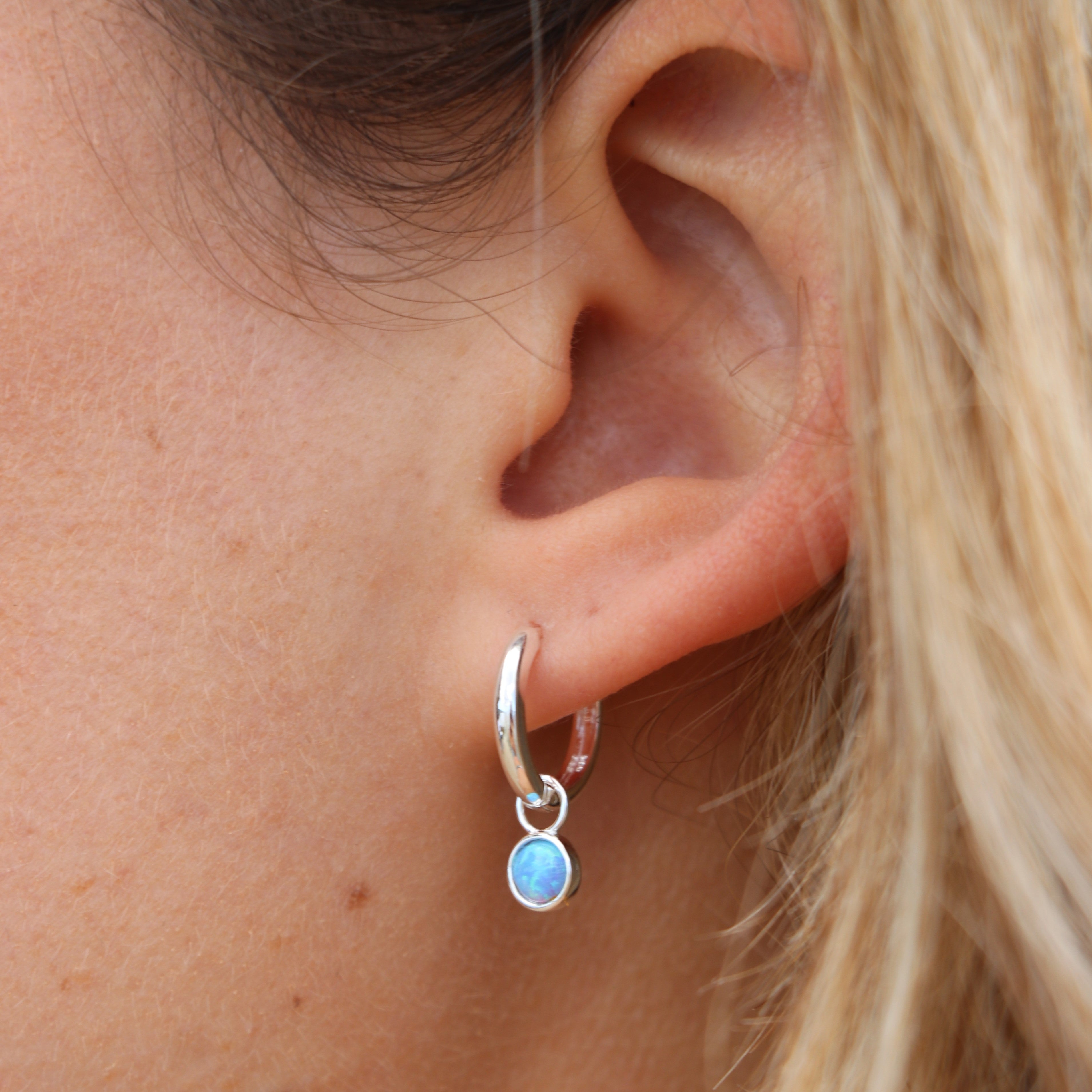 Mazu Blue Opal Silver Hoop – MiKi Jewellery